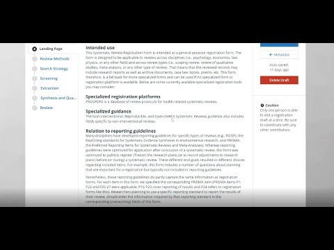 Systematic Review Registration Template Community Call