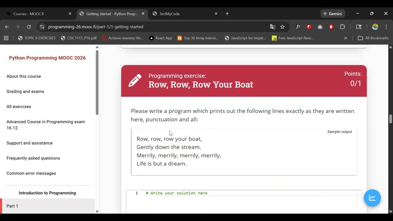 Python Programming MOOC 2026 - Part 1.1