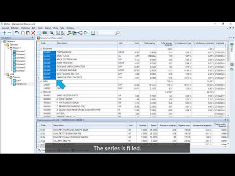 Tutorial: Fill series | Bitifico. Cost estimating software for AEC.