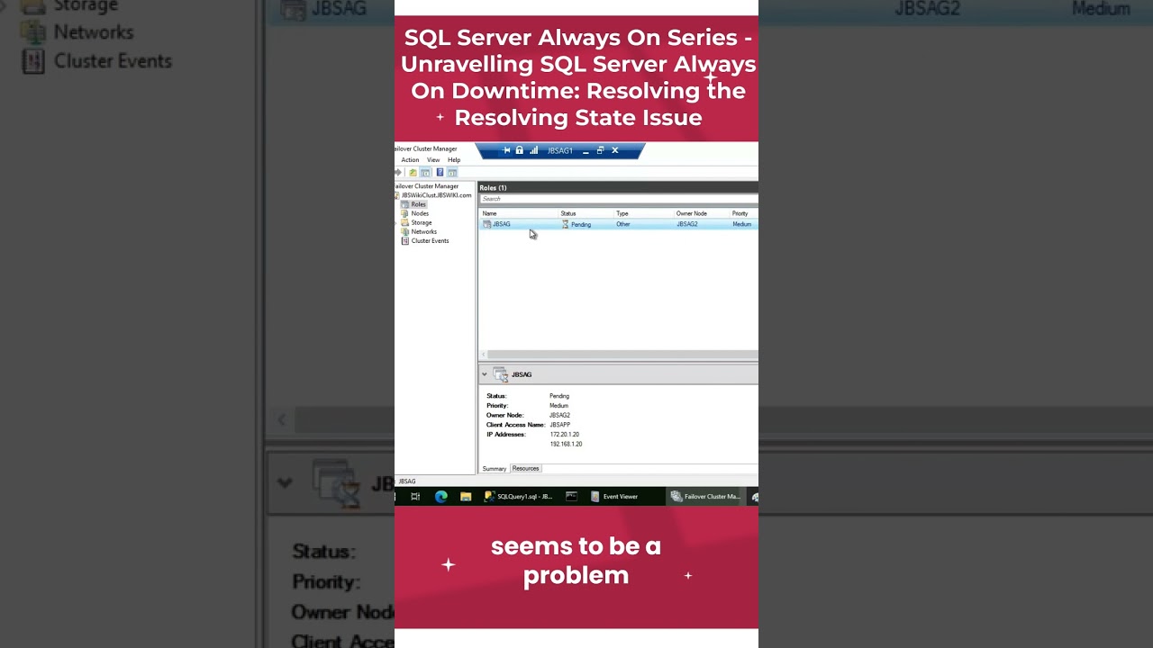 SQL Server Always On Series - Unravelling SQL Server Always On Downtime  @jbswiki  #sqlserver #sql