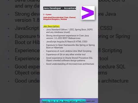Accenture | Java | Developer | Hyderabad, Pune, Chennai, Bangalore | Full Stack #shorts #ytshorts