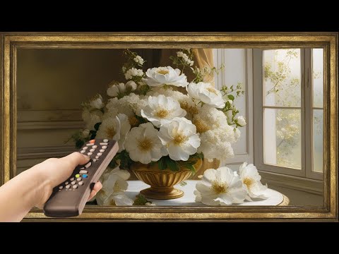 Spring Flowers TV Art Screensaver. 4K Frame TV Hack. 3hr Pretty White Floral Still Life Painting.