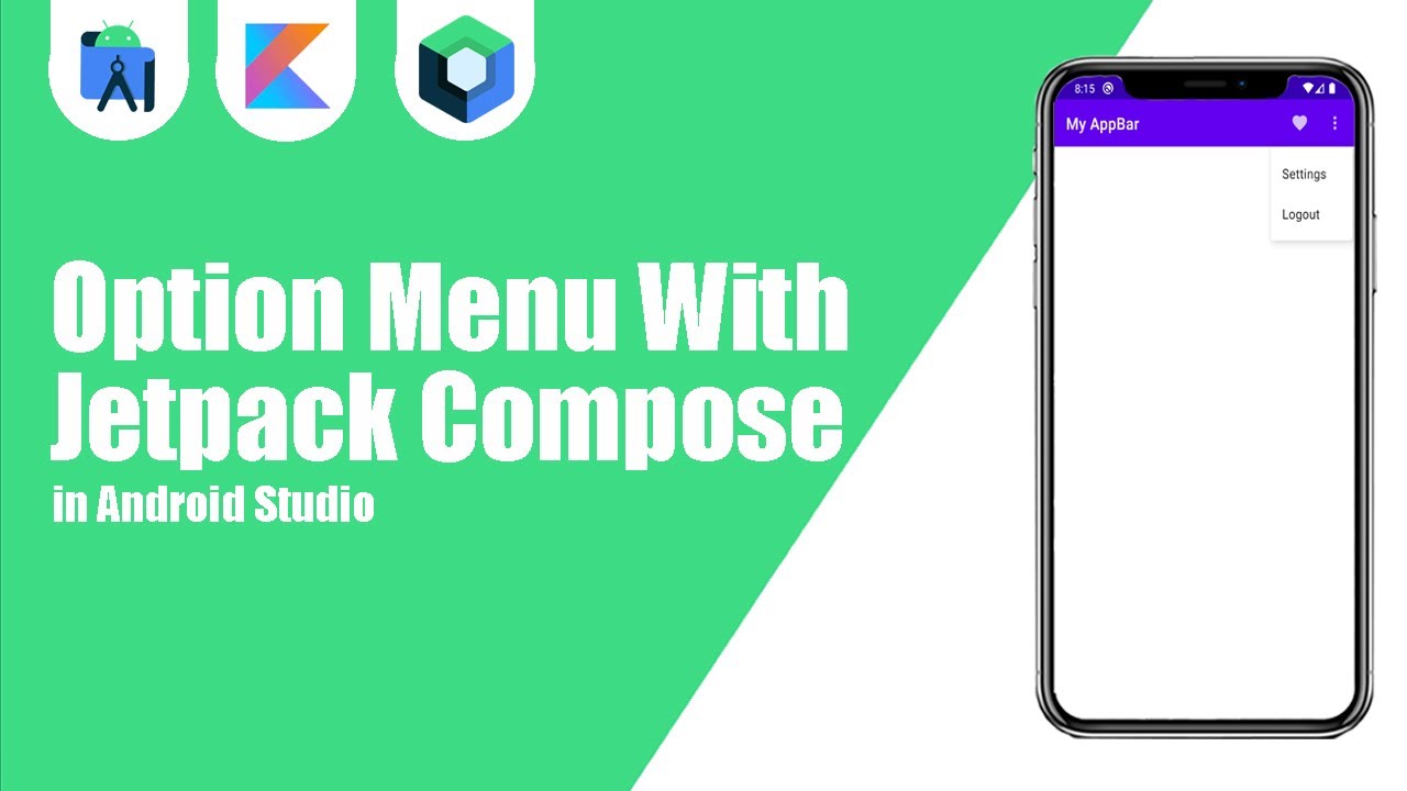 Option Menu With Jetpack Compose in Android Studio | Kotlin | Jetpack Compose | Android Tutorials