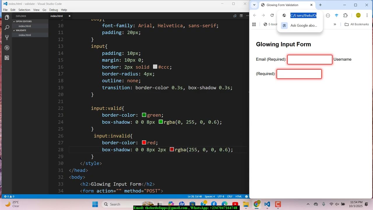 Form Validation Using CSS Only – :valid & :invalid Explained