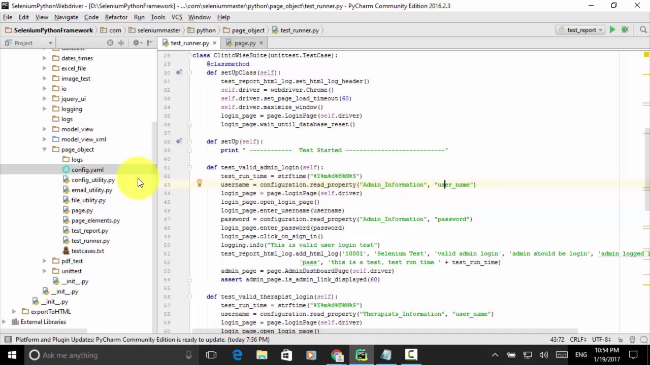 Lesson  21 Python Webdriver Page Object Pattern Framework Test Runner