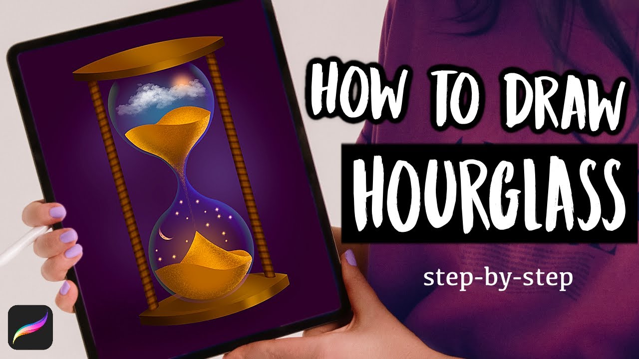 HourGlass Drawing in PROCREATE - Step By Step IPAD PAINTING TUTORIAL