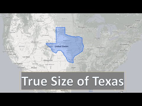 The true size of Texas, compared to other states/Canada/Mexico