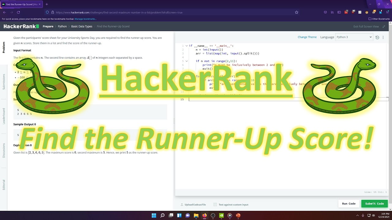 HackerRank (Python): Find the Runner-Up Score!