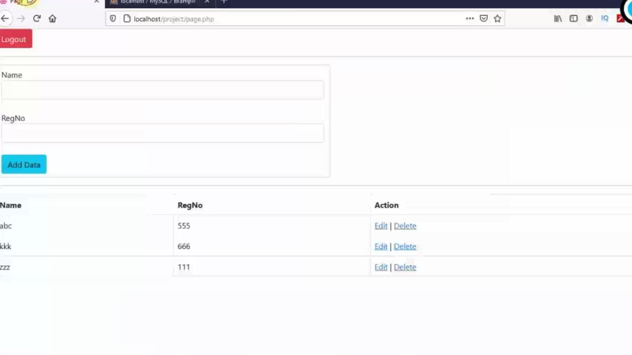 php crud operation using mysqli part-2