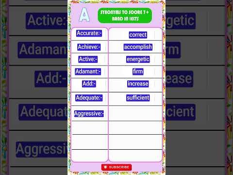 SYNONYMS TO SCORE 7+ BAND IN IELTS A #shorts