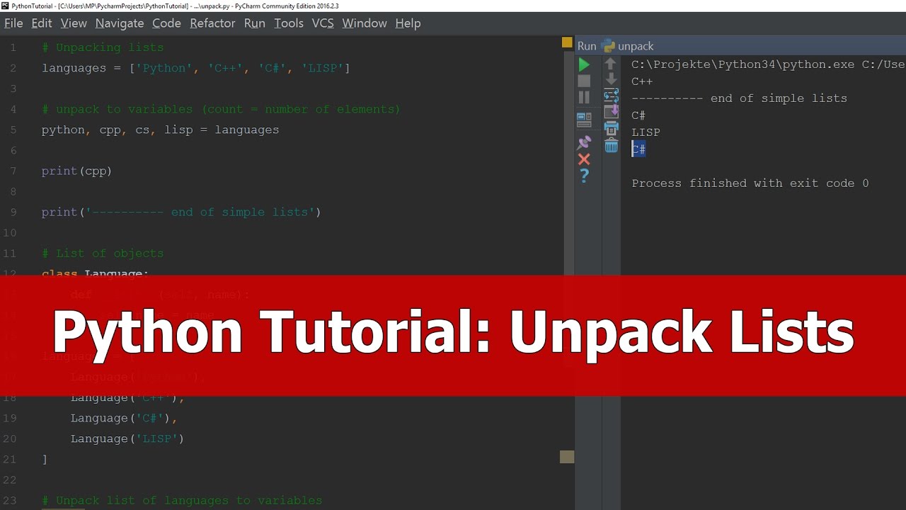 Python Beginner Tutorial Unpack Lists
