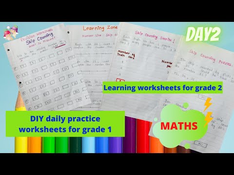 Day 2! DIY daily practice worksheets for GRADE 1 and Learning worksheets for GRADE 2. MATHEMATICS|