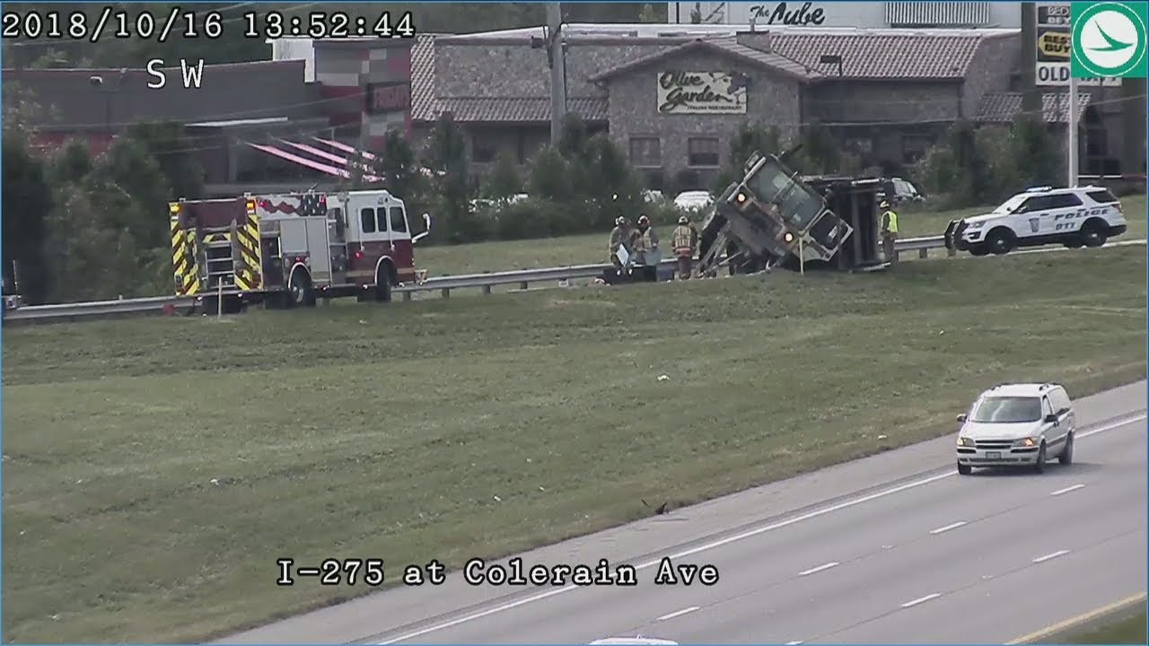 Rumpke truck overturns on I-275 exit ramp