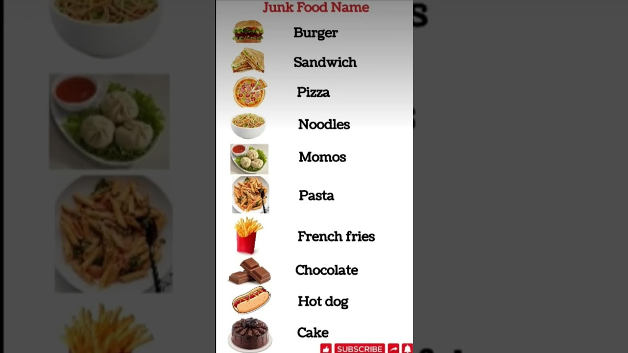 🥪🍔🌭🍫Junk food names || Fast food names 🍟🍕🍔🍝🍫🌭🥪 #shorts #junkfood #fastfood #shortsfeed #youtubshorts