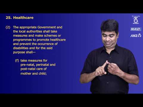 Charter V- Social Security, Health, Rehabilitation and Recreation, RPWD Act 2016 in sign language