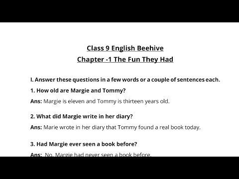 Question Answers ONLY / The Fun They Had / Class-9 English NCERT Chapter-1 / By-KV Teacher