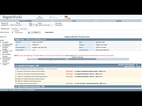 Tutorial:  Using DegreeWorks via WebSMART