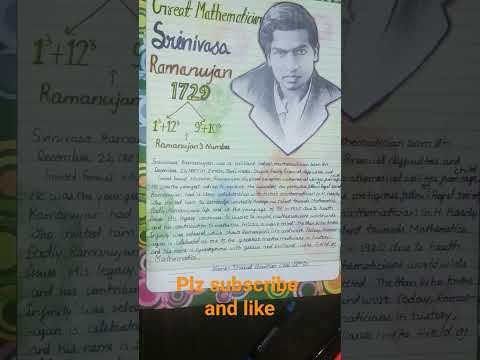 biography poster of SRINIVASA RAMANUJAN #youtubeshorts#craft #drawing #mathematician #ramanujan