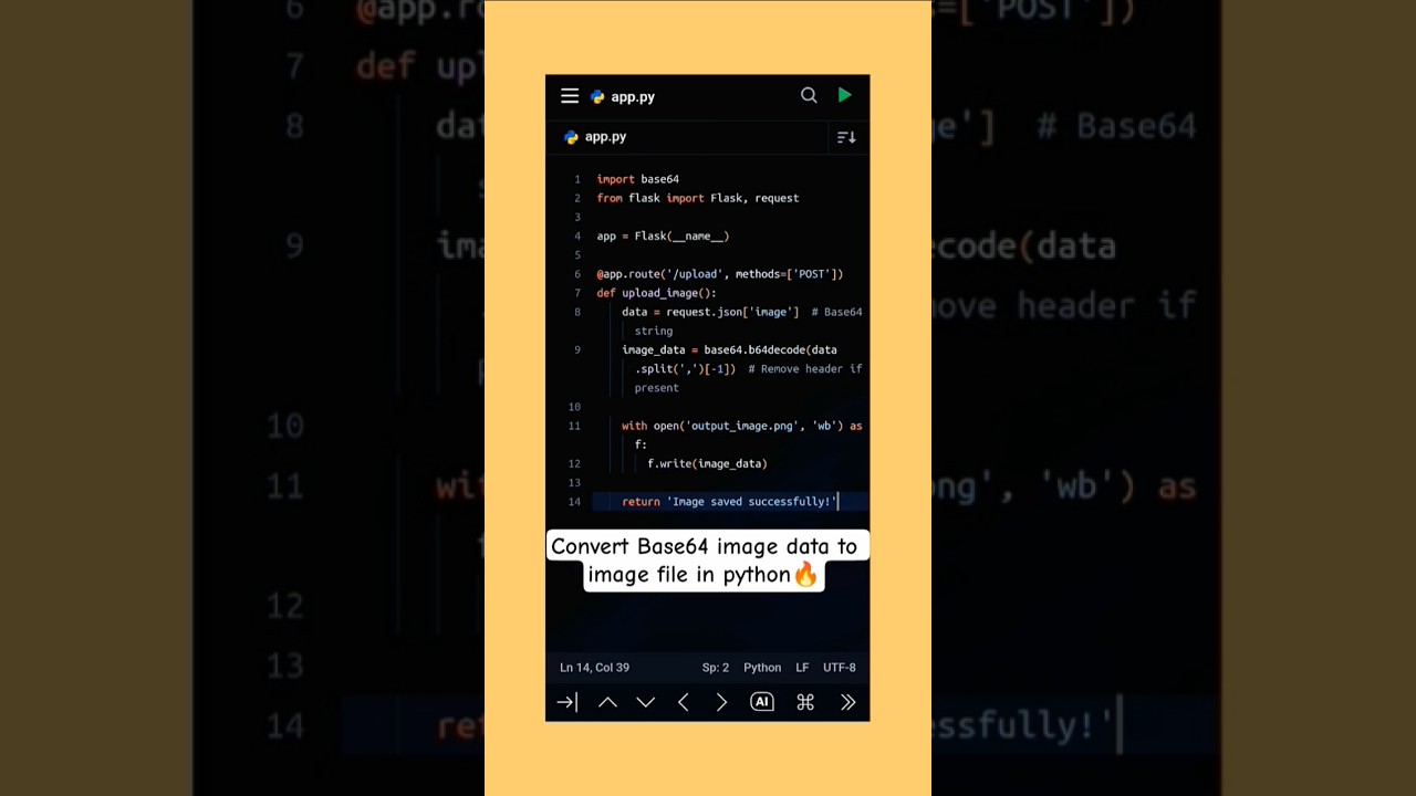 Convert Base64 Image Data To Image File In Python #base64 #imagefile🔥