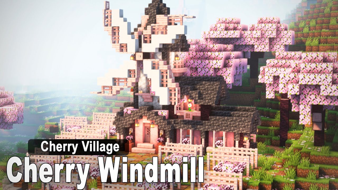 Minecraft: How to build a Cherry Windmill | Cherry Village - Minecraft ...
