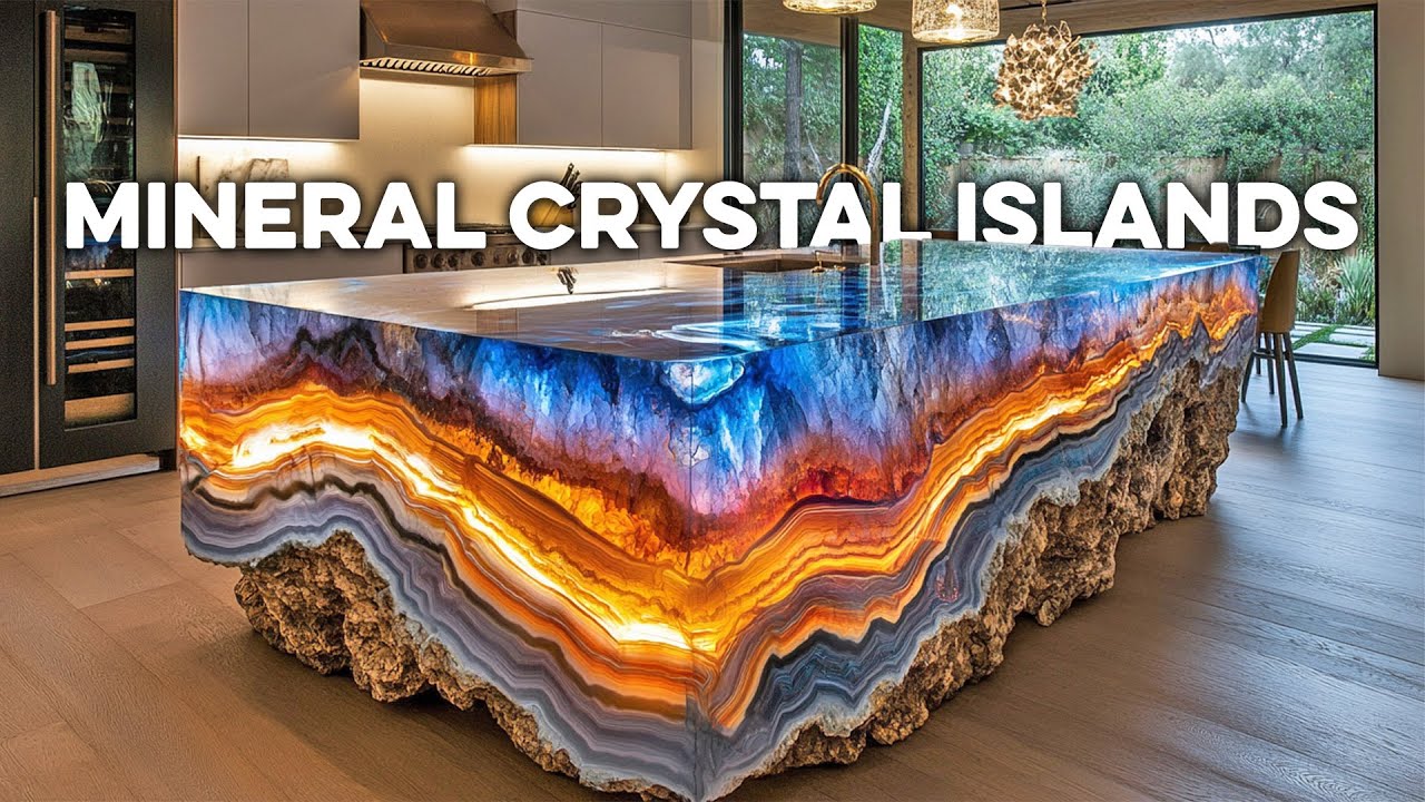 These Mineral Crystal Kitchen Islands Glow with Luxury and Elegance