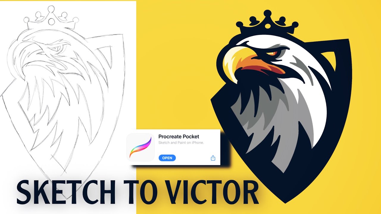 Illustrator Tutorial: Create a Vector Logo from a Eagle Sketch | Procreate Mobile Tutorial