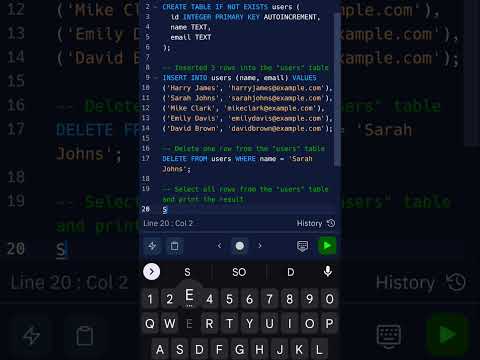 Simple SQL code || Deleting a row || Structured Query Language || #programming