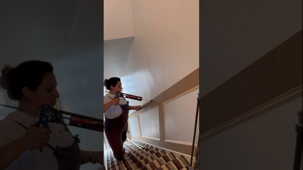 24-hour staircase glow-up: DIY transformation magic! 📏🔨🪜#DIYtips #Howto #BandQ