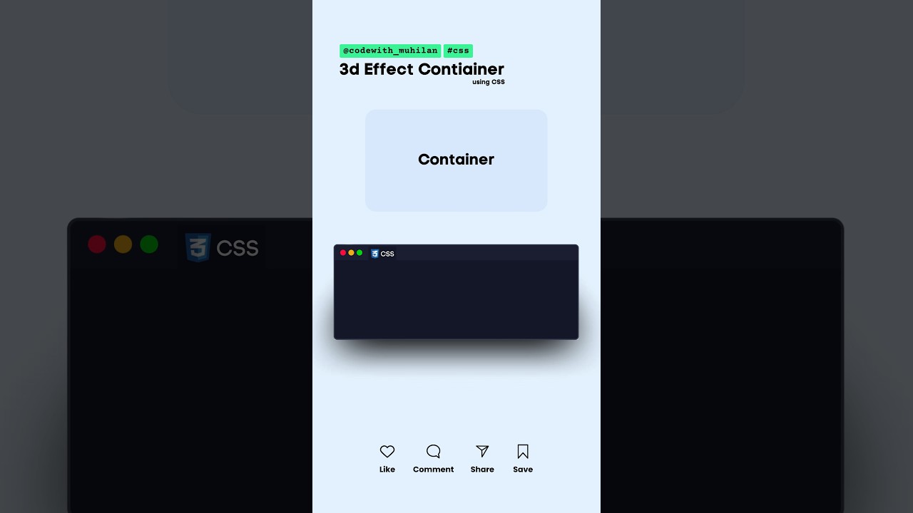 3D Effect Container #codewith_muhilan #css #coding