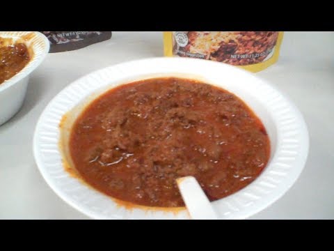 Review: New MRE Entrees - FIVE KINDS - Chorizo, Sloppy Joe, Taco Filling, Beef Stew, Chili w/ beans.
