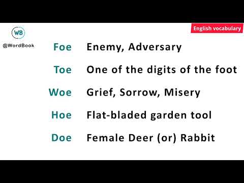 English vocabulary for Beginners || 5 words ending with "Oe" || Vocab + Audio 🔉