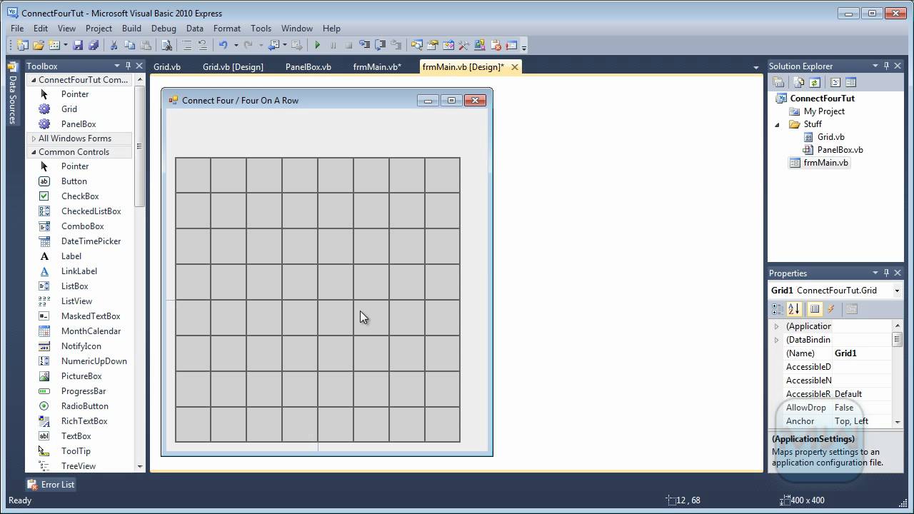 VB 4 on a row / connect 4 Tutorial Part 1