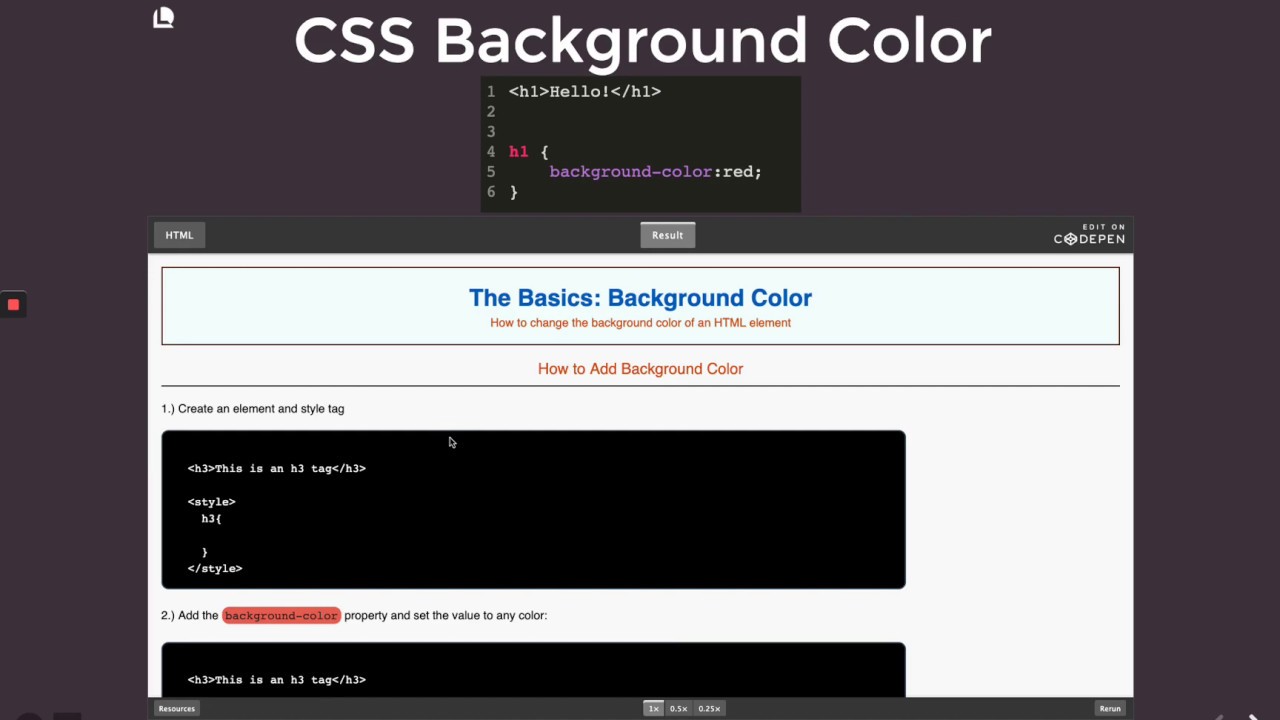 The Basics: # 11 Change Background Color in CSS