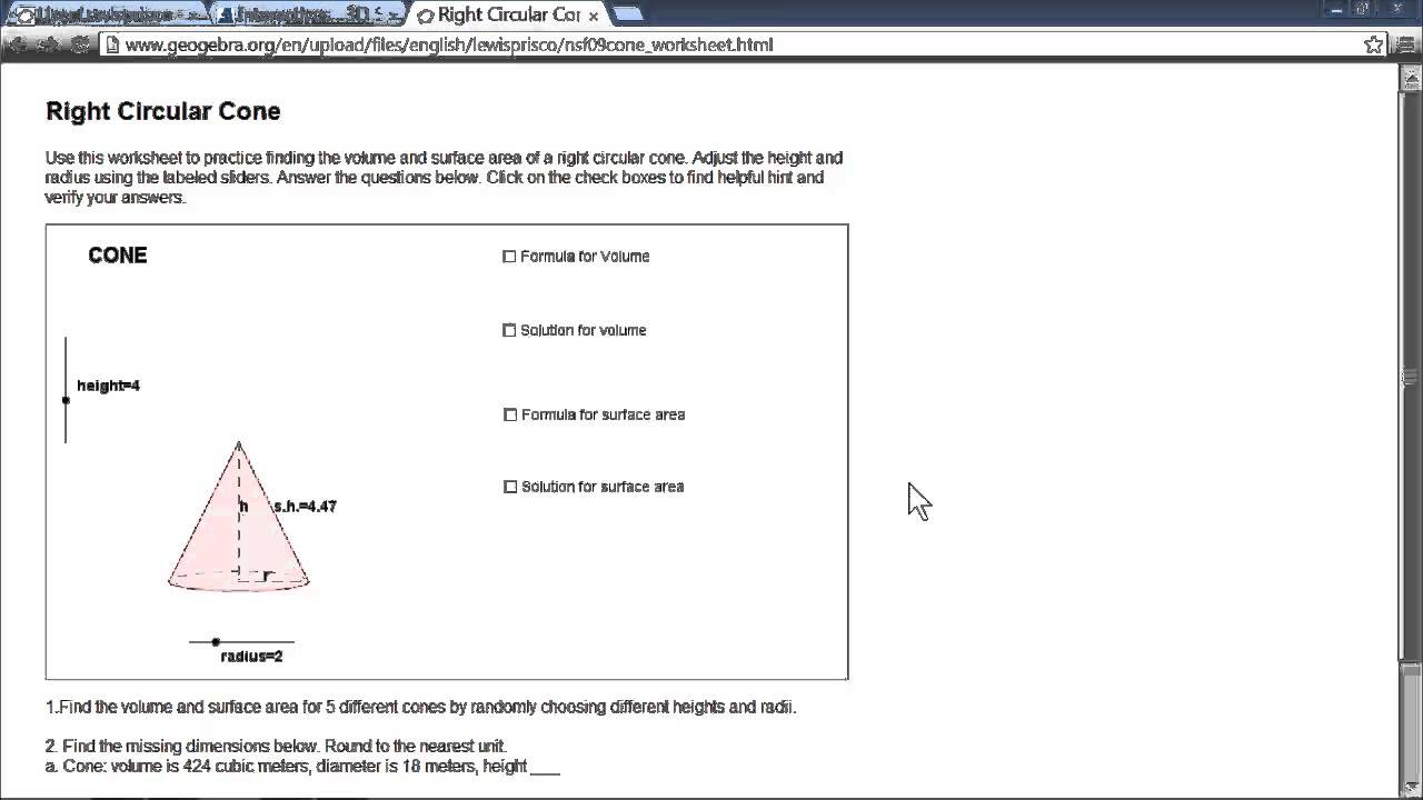 Volume & Surface Area Dynamic Worksheets