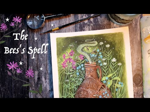 Artist-Timelapse Painting. The Bee's Spell. Inspired by a Fragment of the Past