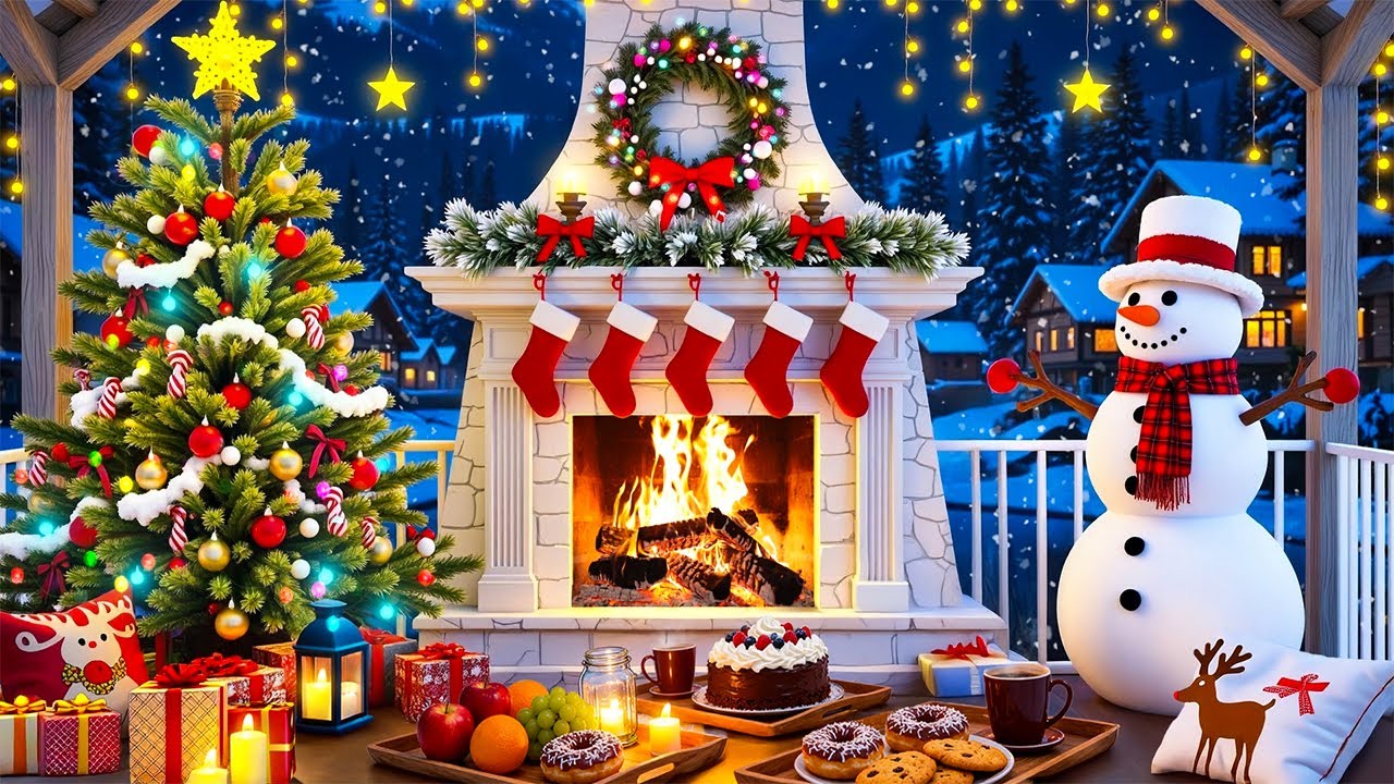 Beautiful Christmas Porch Ambience🎅 With Peaceful Christmas Ambience🎄Christmas Background Music 2026
