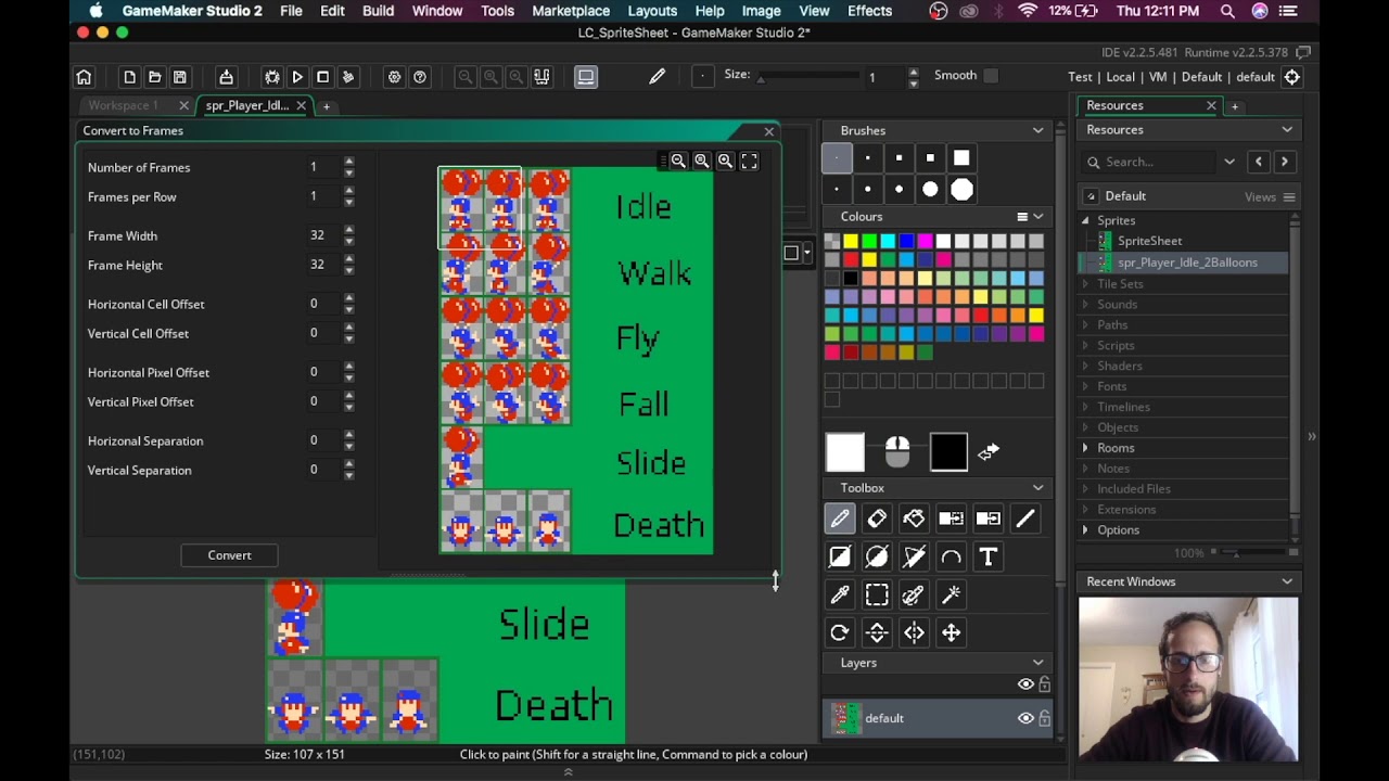 Convert Sprite Sheets to Animation Frames | Game Maker Studios 2