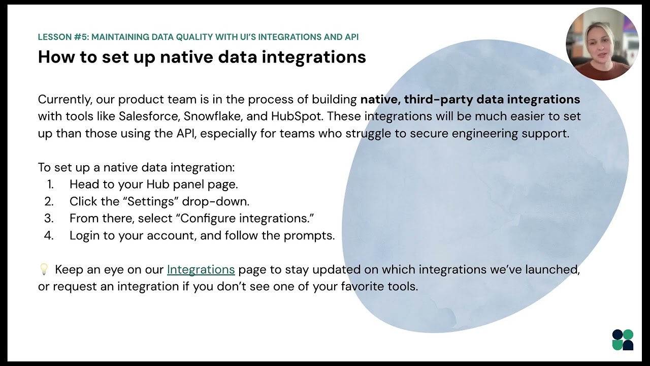 Building a Participant Panel Lesson #5 - Maintaining Data Quality with UI's Integrations and API