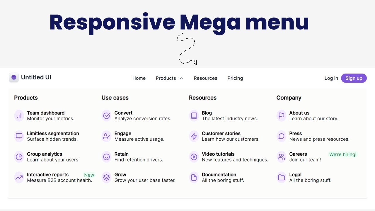 Responsive Mega Menu and Dropdown Menu using only HTML and CSS & Javascript