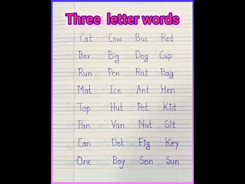 Three letter words || English writing || Easy Words