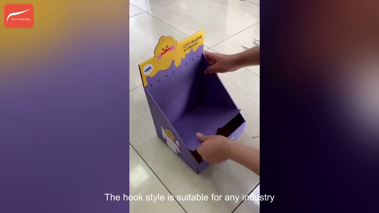 Custom PDQ counter display box with hook assembly - I Love Packaging Manufactory