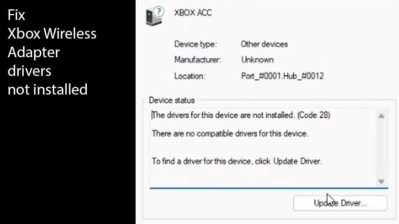 Xbox Wireless Adapter driver not installed