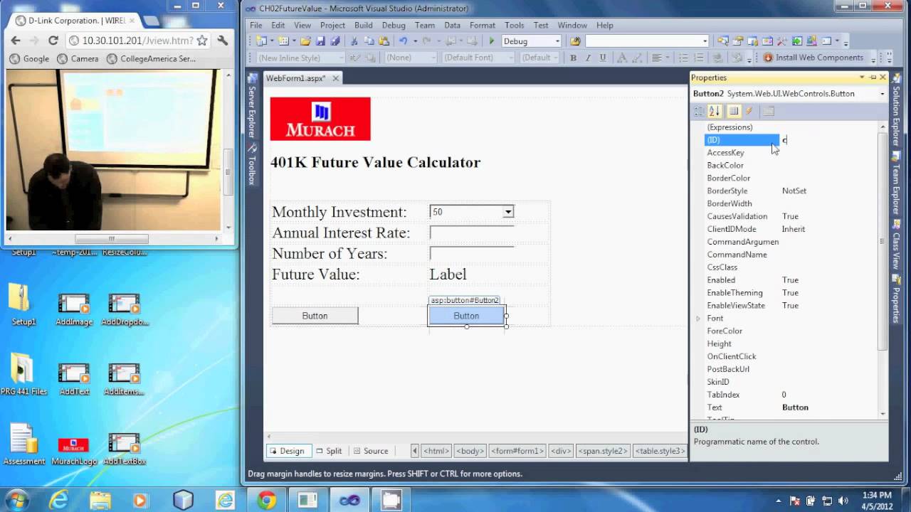 PRG 310 - Visual Studio 2010 - Control Properties