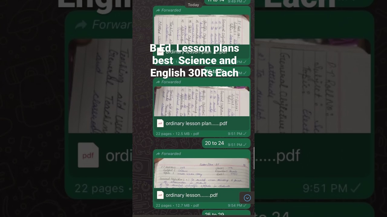 B Ed Lesson plan Pdf Science and English 30Rs only For Each