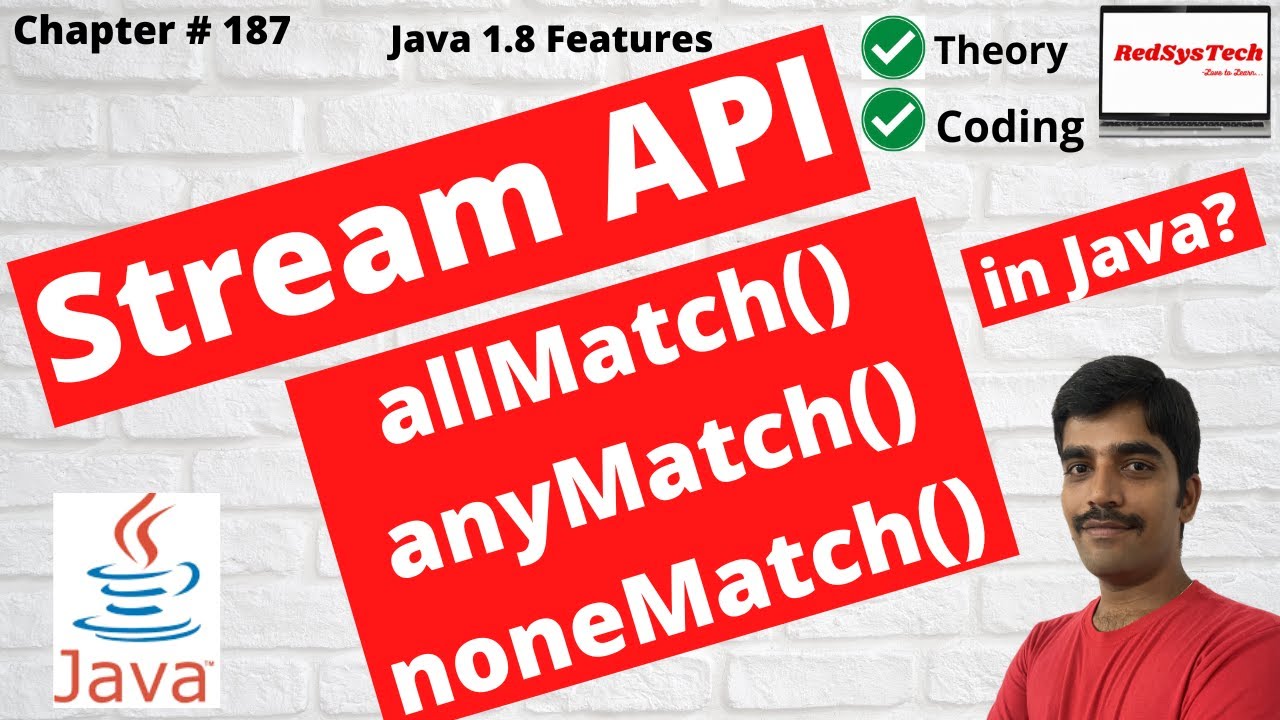 # 187 allmatch java 8 stream | allMatch anyMatch noneMatch java 8 streams |Streams|java 8|RedSysTech