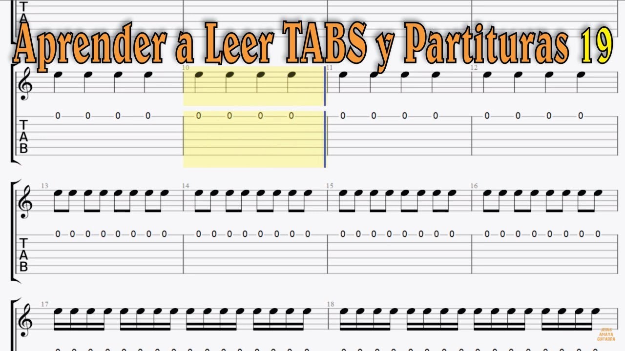Aprender a Leer Tablaturas TABS y Partituras - Ejercicio 19 y PDF...