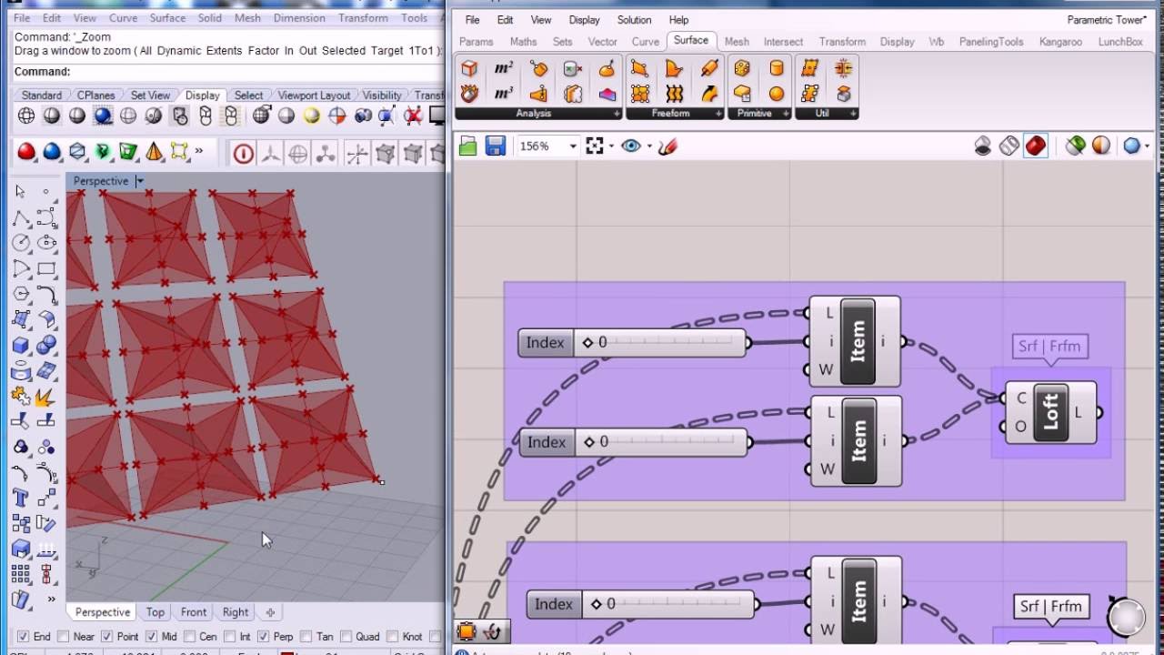 Grasshopper - Parametric Tower 14 - Facade - Sun Responsive Triangulation