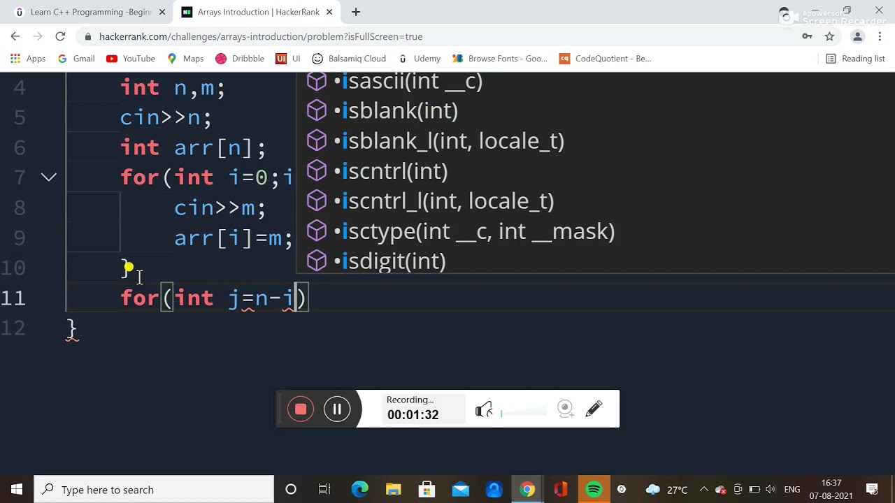 arrays introduction - Hackerrank solution in c++ || c++ tutorial for beginner || hackerrank