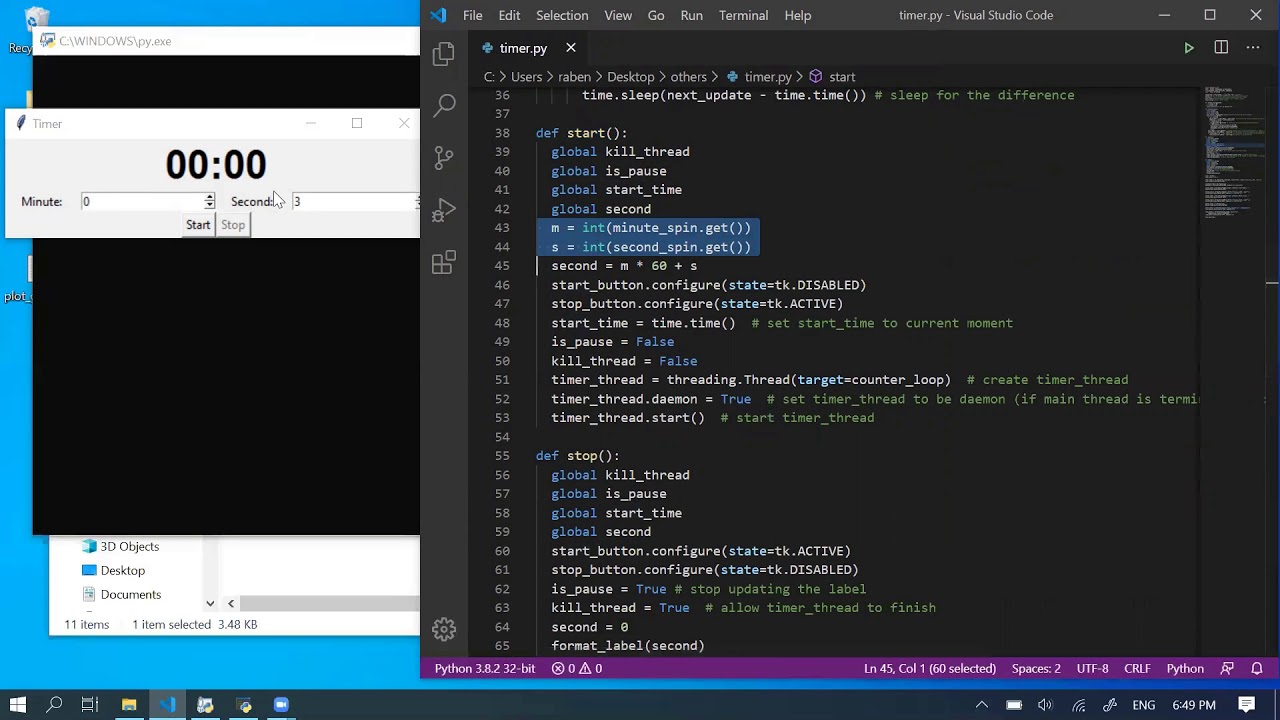 Countdown Timer using python (with tips to save computer resources)