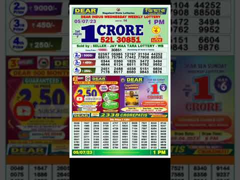 #Nagaland lottery result today 1pm 05.07.2023 #Dear #lottery result